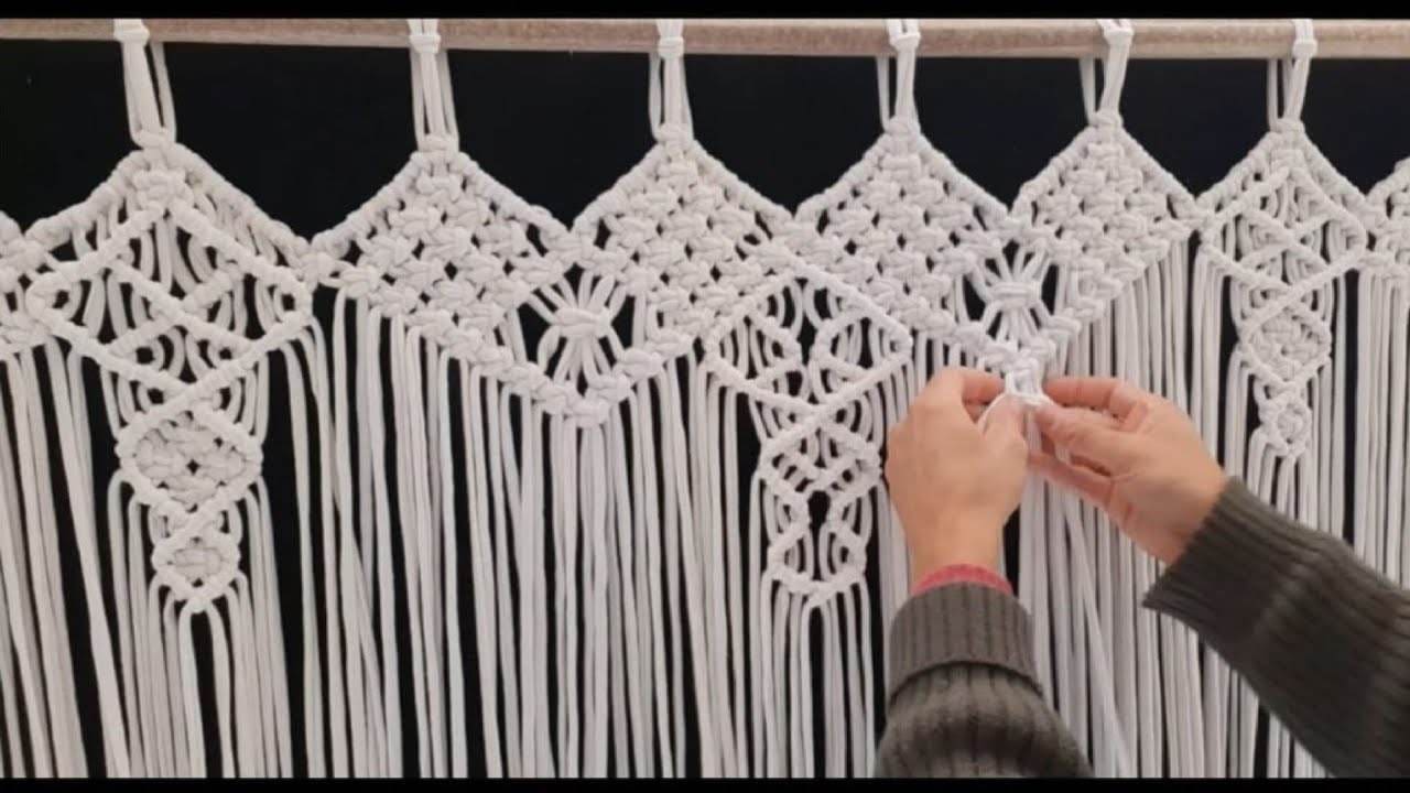 Tutorial Cortina en Macramé. Macrame Curtain *26. Tutoriel de rideau en ...